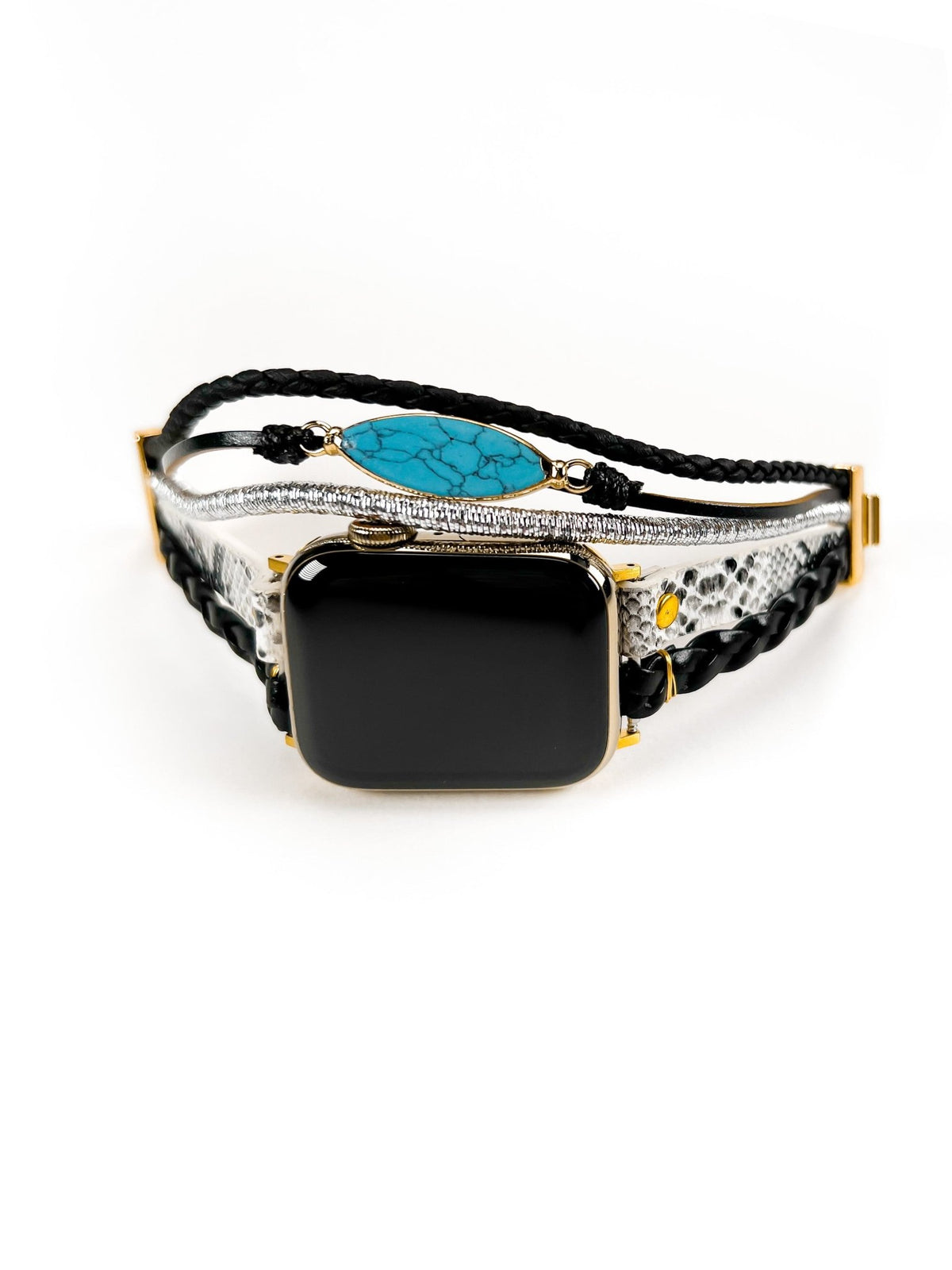 Black Snake Skin Boho Chic Layered Watch Band | Mareevo